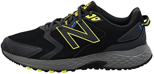 New Balance Men's 410 V7 Running Shoe, Black/Sulphur Yellow, 11.5