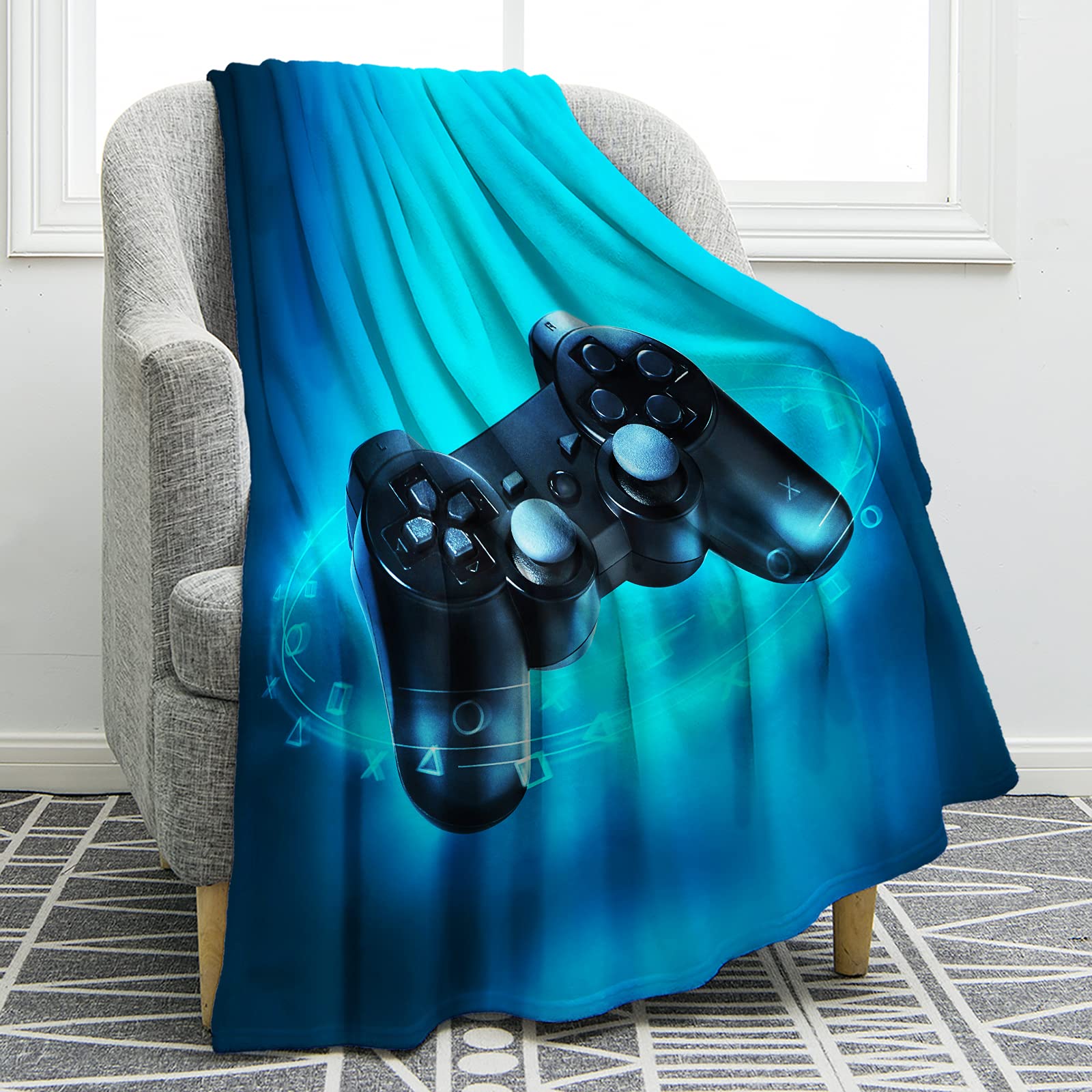 Jekeno Boys Gamer Gifts Throw Blanket, Game Theme Blanket for Kids Teens Men Brothers, Gaming Toy Room Decor Gifts for Age 2 3 4 5 6 7 8 9 10 Year Old Girl Boy