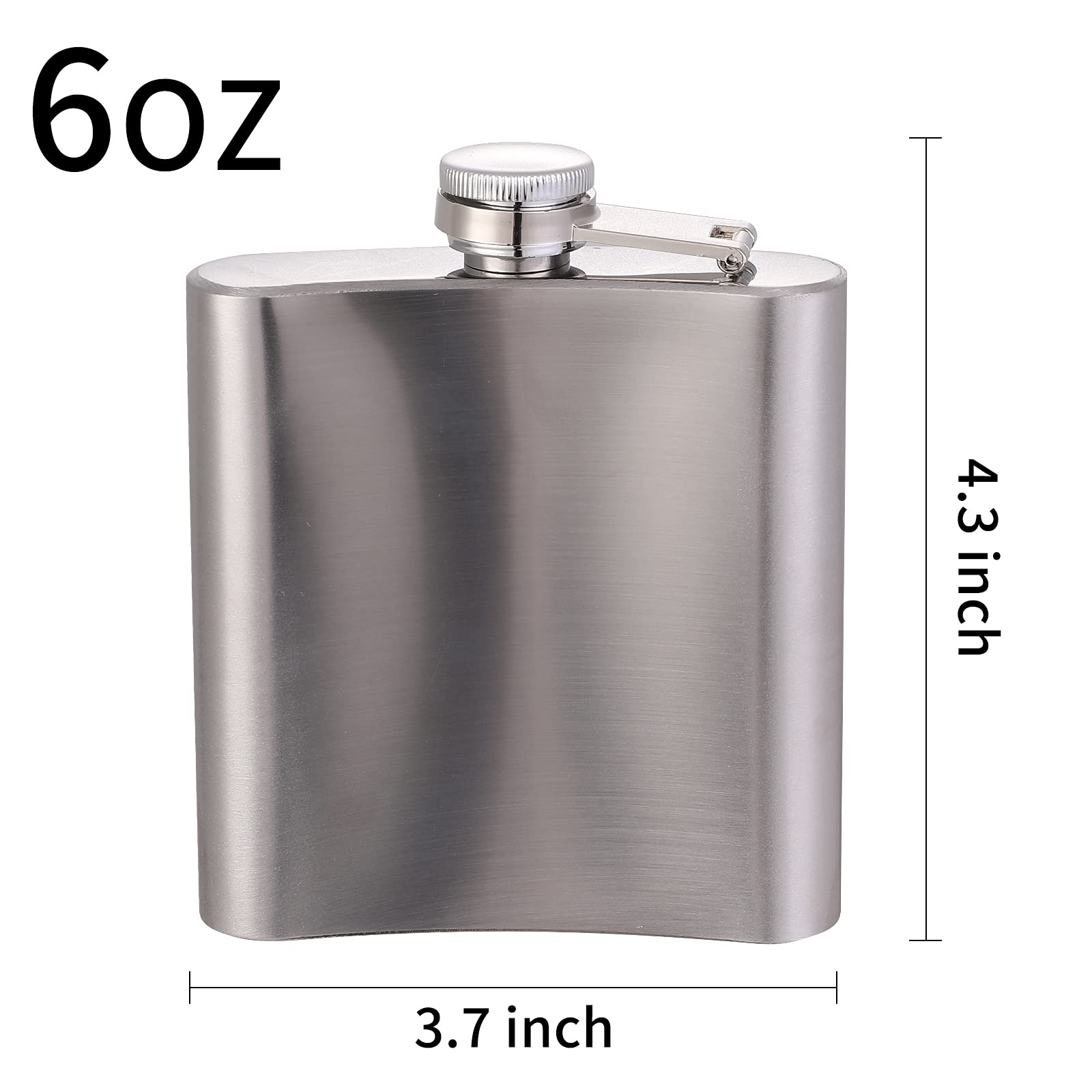 10 pcs Hip Flask for Liquor silvery 6oz Stainless Steel Leakproof with 10 pcs Funnel for Gift, Camping, Wedding Party, Groomsmen gifts