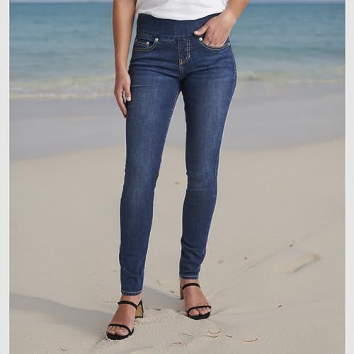 JAG Jeans Women's Nora Mid Rise Skinny Pull-on Jeans, Anchor Blue Au315, 12
