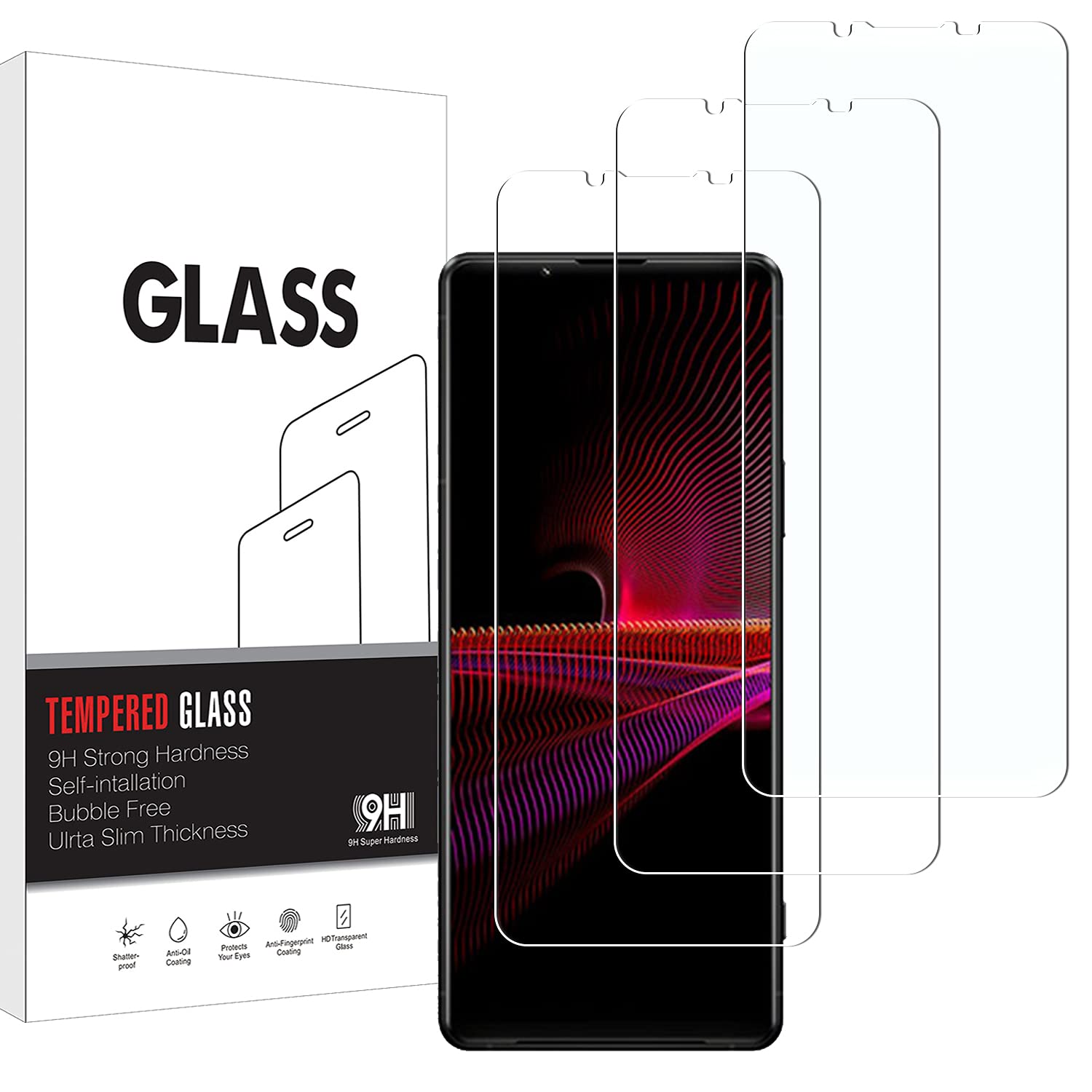 [3 Pack] KELOLIN Screen Protector for Xperia 1 III, Easy to Install, HD Anti-Scratch Anti-Fingerprint No-Bubble Tempered Glass Screen Protector Compatible with Xperia 1 III