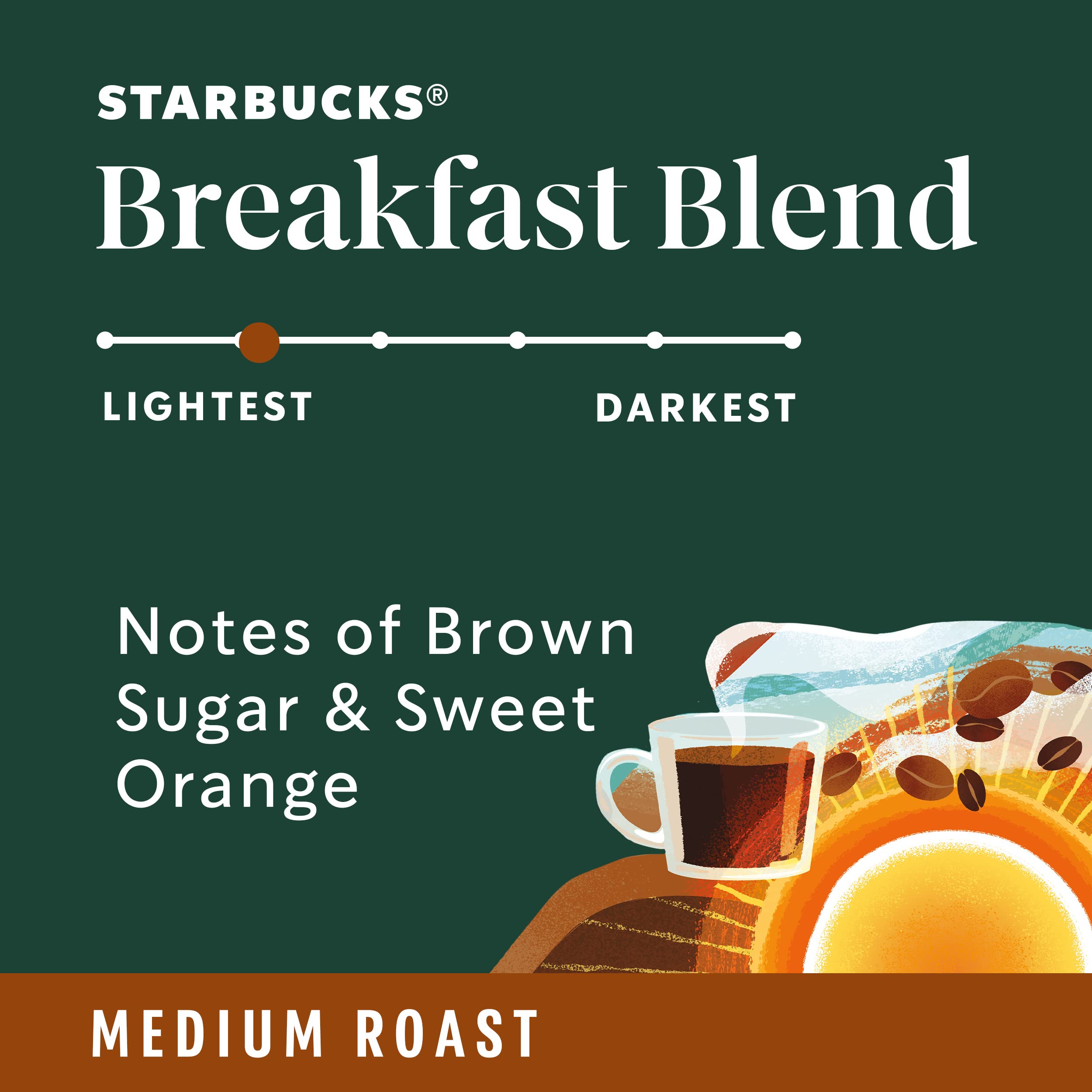 Starbucks Whole Bean Coffee, Medium Roast Coffee, Breakfast Blend, 100% Arabica, 1 bag (18 oz)