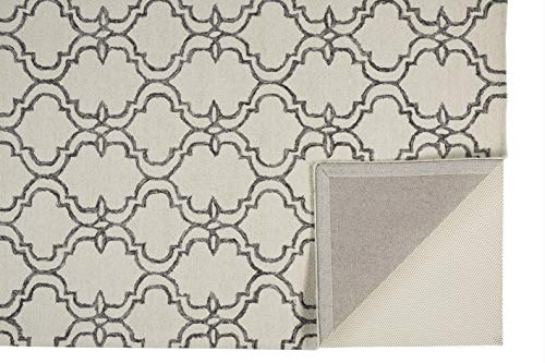 Feizy Rugs - Rhett Ornamental Trellis Print Rug, Charcoal Gray/Ivory, 8ft x 10ft Area Rug