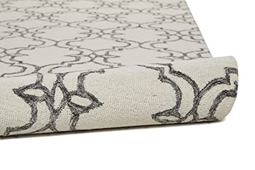 Feizy Rugs - Rhett Ornamental Trellis Print Rug, Charcoal Gray/Ivory, 8ft x 10ft Area Rug