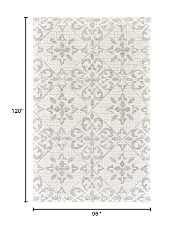 Feizy Rugs - Rhett Geometric Lattice Print Rug, Ivory/Wolf Gray, 8ft x 10ft Area Rug