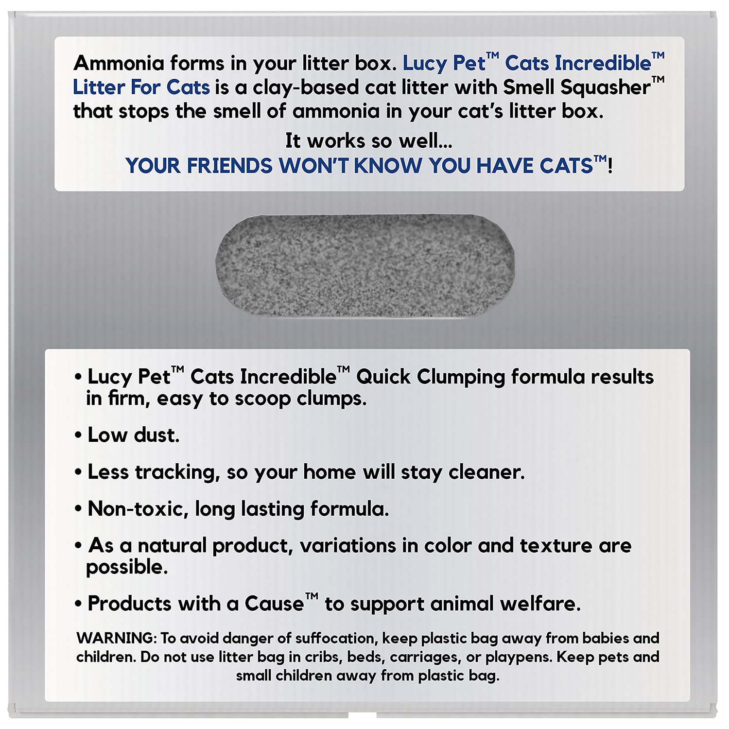 Lucy Pet Cats Incredible 18 lb Box Clumping Cat Litter Recyclable Box with Smell Squasher, Absorbent Natural Clay Formula Prevents Ammonia Build-Up, Unscented
