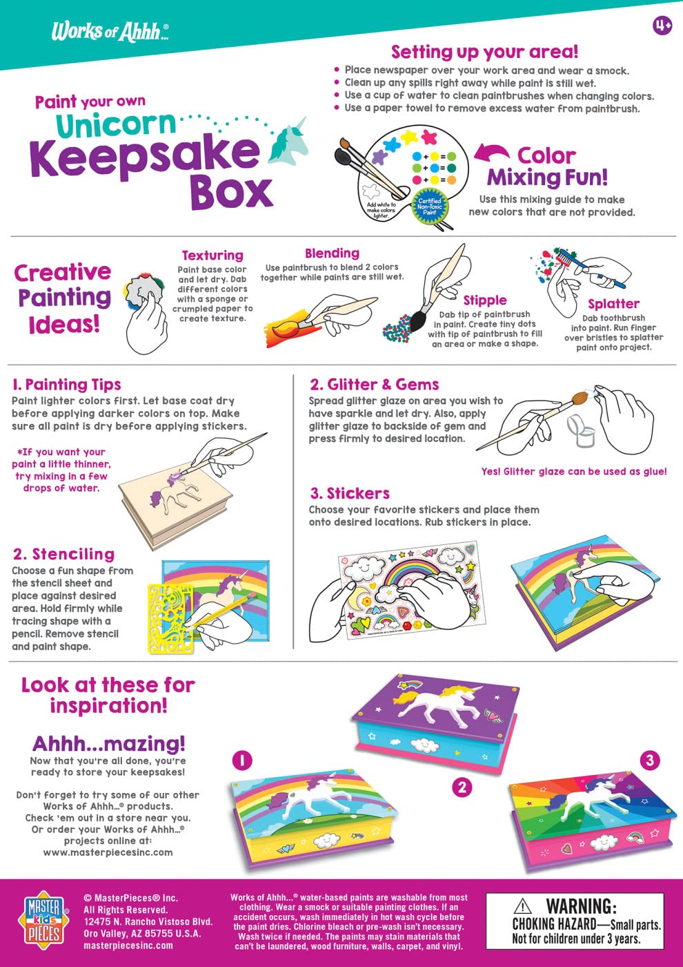 Works of Ahhh Craft Set - Unicorn Keepsake Box Classic Wood Paint Kit