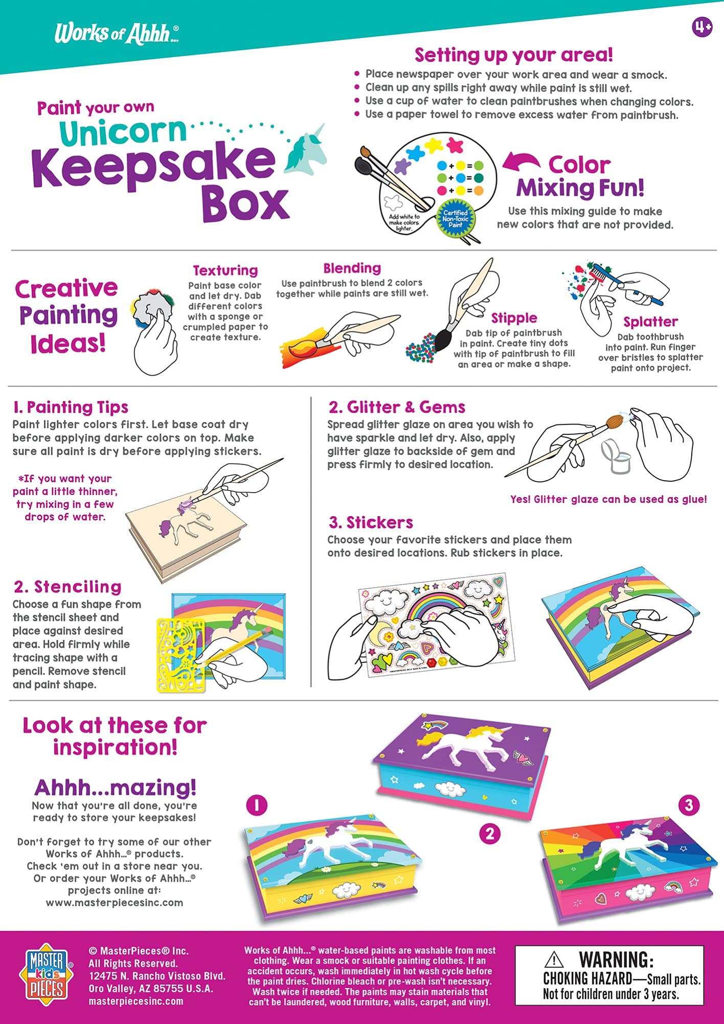 Works of Ahhh Craft Set - Unicorn Keepsake Box Classic Wood Paint Kit