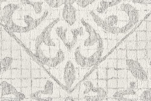 Feizy Rugs - Rhett Geometric Lattice Print Rug, Ivory/Wolf Gray, 8ft x 10ft Area Rug