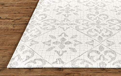 Feizy Rugs - Rhett Geometric Lattice Print Rug, Ivory/Wolf Gray, 8ft x 10ft Area Rug