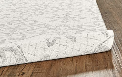 Feizy Rugs - Rhett Geometric Lattice Print Rug, Ivory/Wolf Gray, 8ft x 10ft Area Rug
