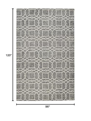 Feizy Rugs - Rhett Geometric Lattice Print Rug, Charcoal Gray, 8ft x 10ft Area Rug