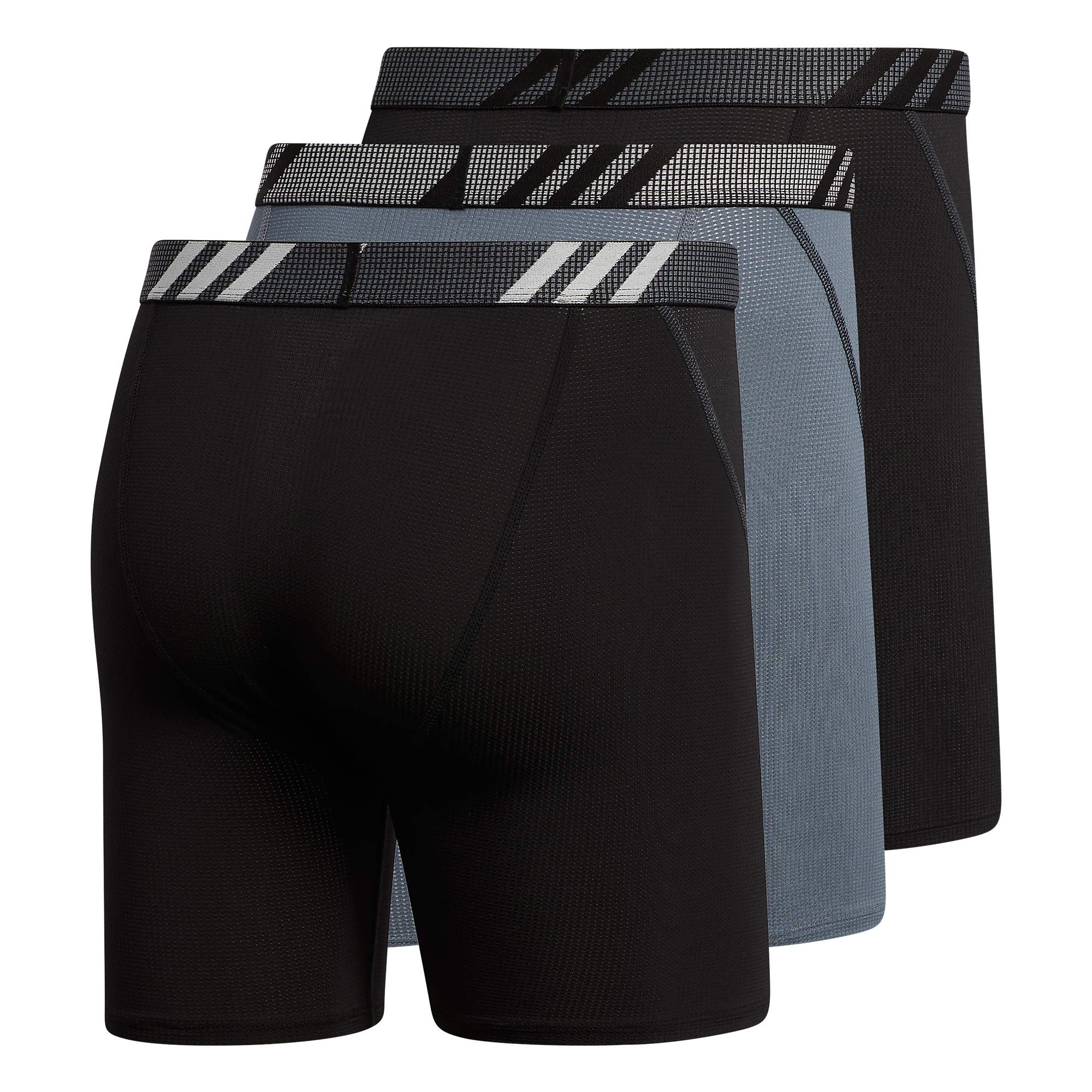 adidas Men's Sport Performance Mesh Boxer Brief Underwear (3-Pack), Black/Onix Grey/Black, X-Large