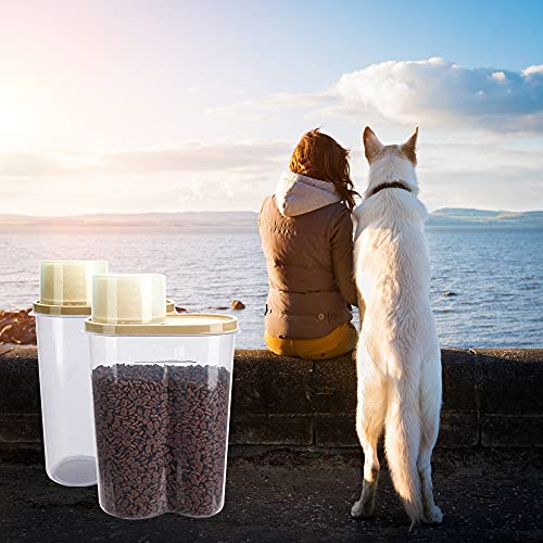 GreenJoy 2 Pack 2lb/2.5L Pet Food Storage Container with Measuring Cup, Can Covers and Bowl for Small Dog, Cat, Waterproof-BPA Free