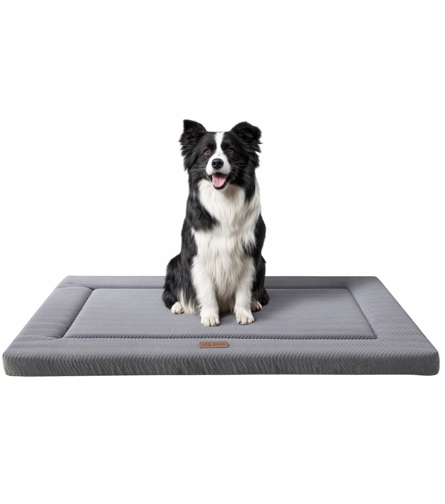 WESTERN HOME Dog Bed for Crate, High Resilience Foam Dog Crate Mat Kennel Pad with Soft Wavy Plush, Comfortable Anti-Slip Washable Large Dog Bed for Large Medium Small Dogs & Cats, Grey
