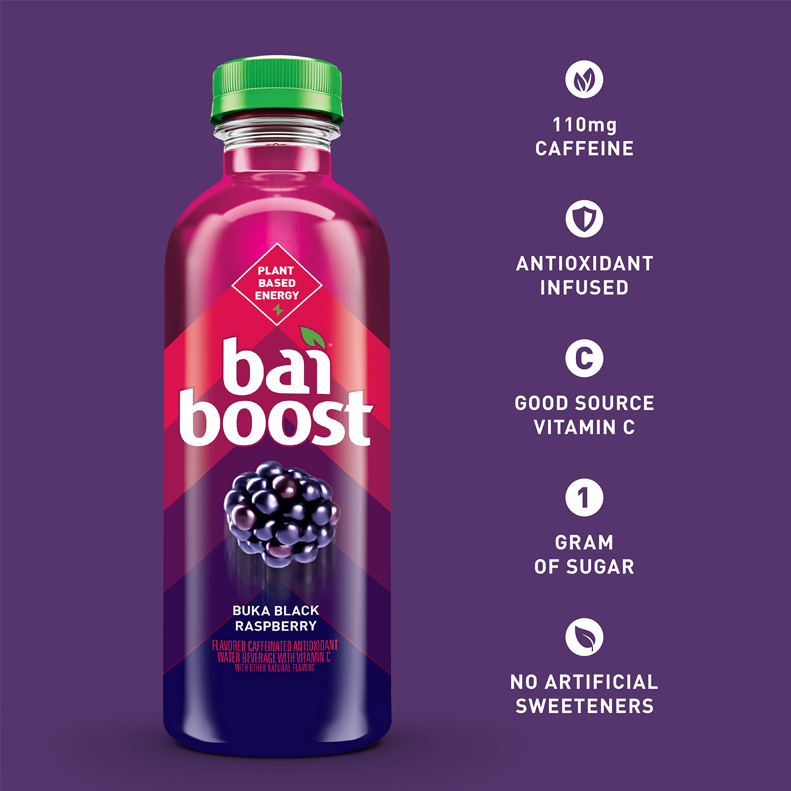 Bai Boost Buka Black Raspberry, Antioxidant Infused Beverage, 18 fl oz bottle (Pack of 12)