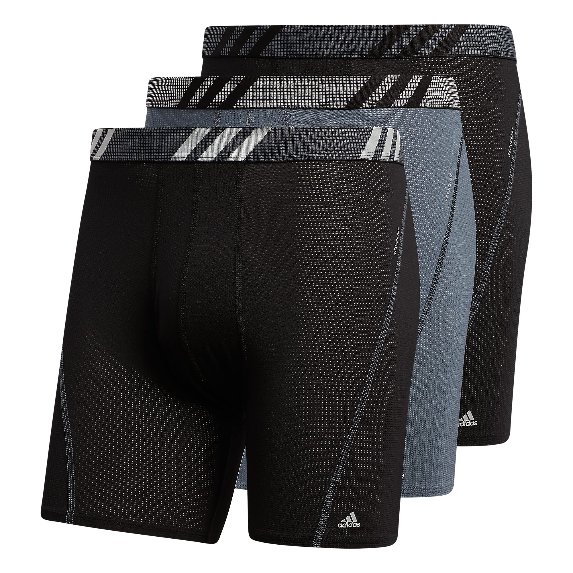 adidas Men's Sport Performance Mesh Boxer Brief Underwear (3-Pack), Black/Onix Grey/Black, X-Large