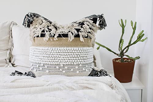 CASA BOHO Pillow Cover Decorative Throw Pillows for Bed 20x20 Pillow Covers Decorative Pillows Boho Pillows Black White Tan