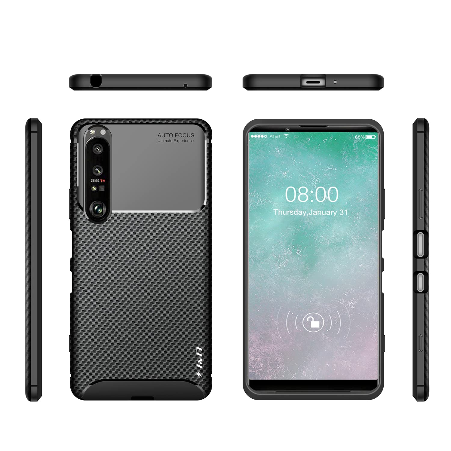 J&D Case Compatible for Sony Xperia 1 III Case, Carbon Fiber Pattern Drop Protection Anti Shock Protective TPU Slim Case for Xperia 1 III Bumper Case, Black