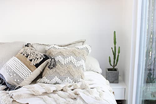 CASA BOHO Pillow Cover Decorative Throw Pillows for Bed 20x20 Pillow Covers Decorative Pillows Boho Pillows Black White Tan