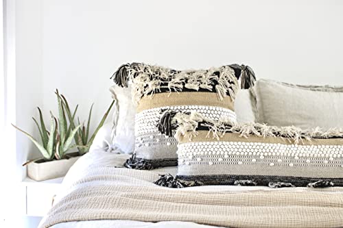 CASA BOHO Pillow Cover Decorative Throw Pillows for Bed 20x20 Pillow Covers Decorative Pillows Boho Pillows Black White Tan