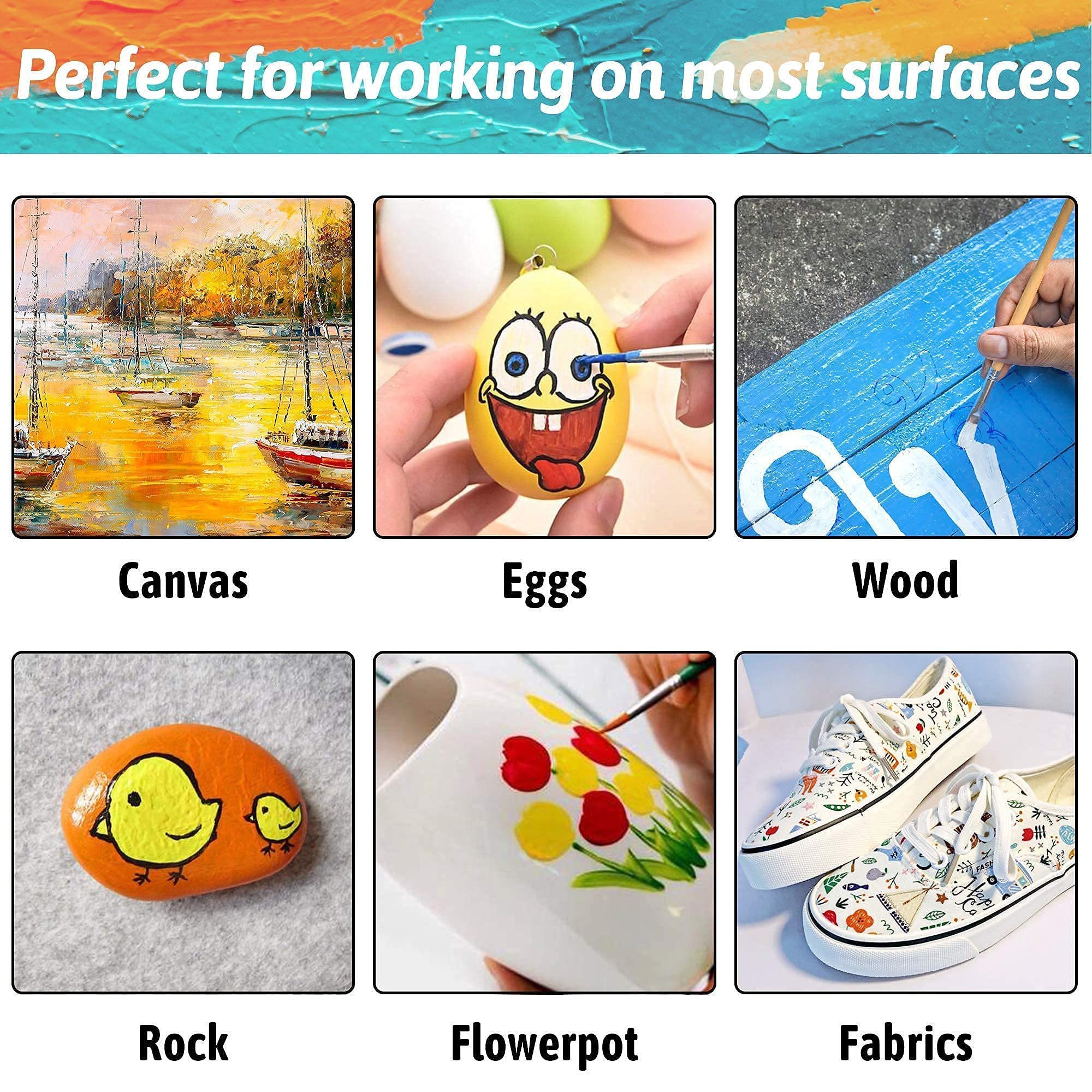 FIXSMITH 8 X 10 Inch White Stretched Canvases 12 Pack & Artist Quality Acrylic Paint Set, 12 Colors/Tubes (12 ml/0.41 oz.)