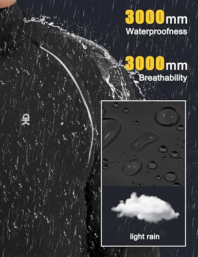 Little Donkey Andy Men's Quick-Dry Running Jacket UPF 50+ Cycling Jacket with Detachable Sleeves and Hood, Water Repellent, Black Size L
