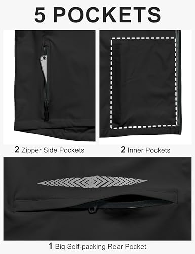Little Donkey Andy Men's Quick-Dry Running Jacket UPF 50+ Cycling Jacket with Detachable Sleeves and Hood, Water Repellent, Black Size L