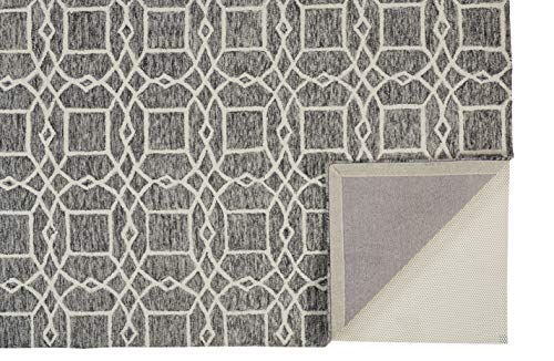 Feizy Rugs - Rhett Geometric Lattice Print Rug, Charcoal Gray, 8ft x 10ft Area Rug