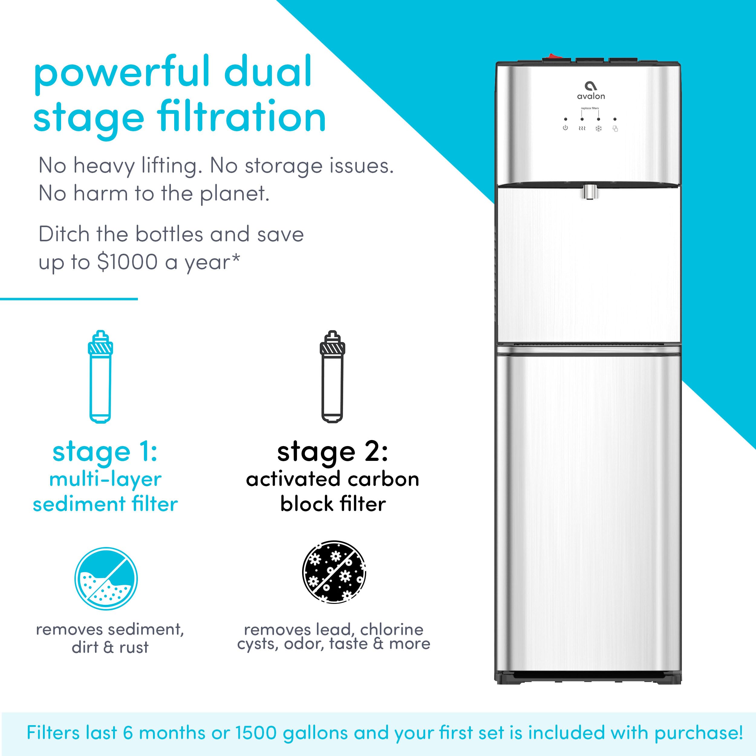 Avalon A3F Bottom Loading Water Cooler Dispenser with BioGuard-3 Temperature Settings-UL-Filtered