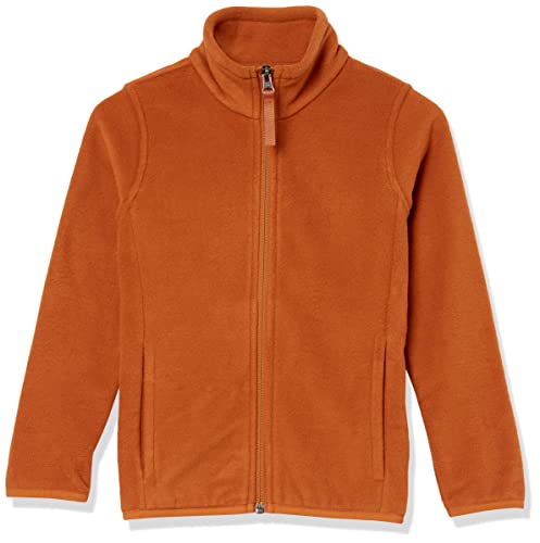 Amazon Essentials Toddler Boys' Polar Fleece Full-Zip Mock Jacket - Discontinued Colors, Rust Orange, 3T