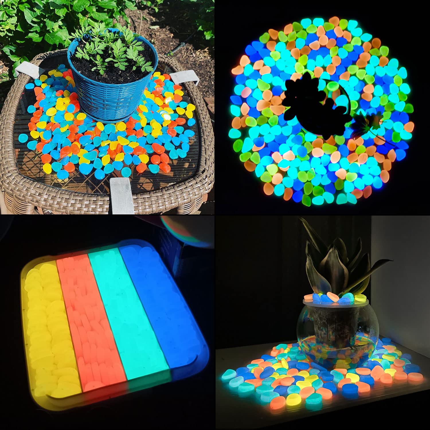 NAMTSO Glow in The Dark Rocks Outdoor, 500 pcs Multicolor Solar Rocks for Landscaping, Outdoor Decor Glow in The Dark Stones, Glowing Pebbles for Garden Backyard Patio Lawn Path, Powered by Sunlight