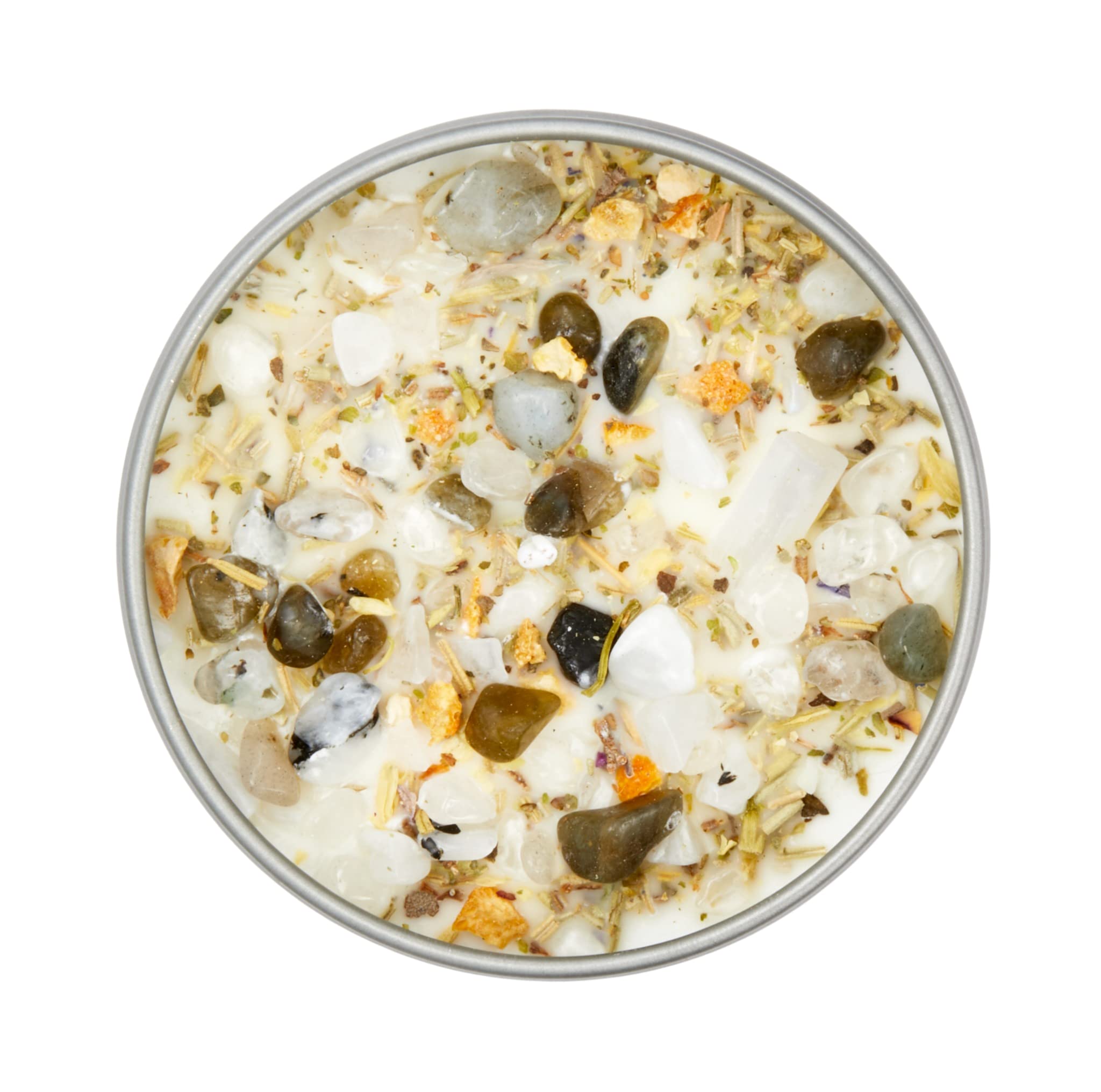 Full Moon® Candle by New Moon Beginnings - Purification & Cleansing Candle - Dried Flower, Herb, & Crystal Candles - Aromatherapy Candles - Soy Candle - 8oz Tin