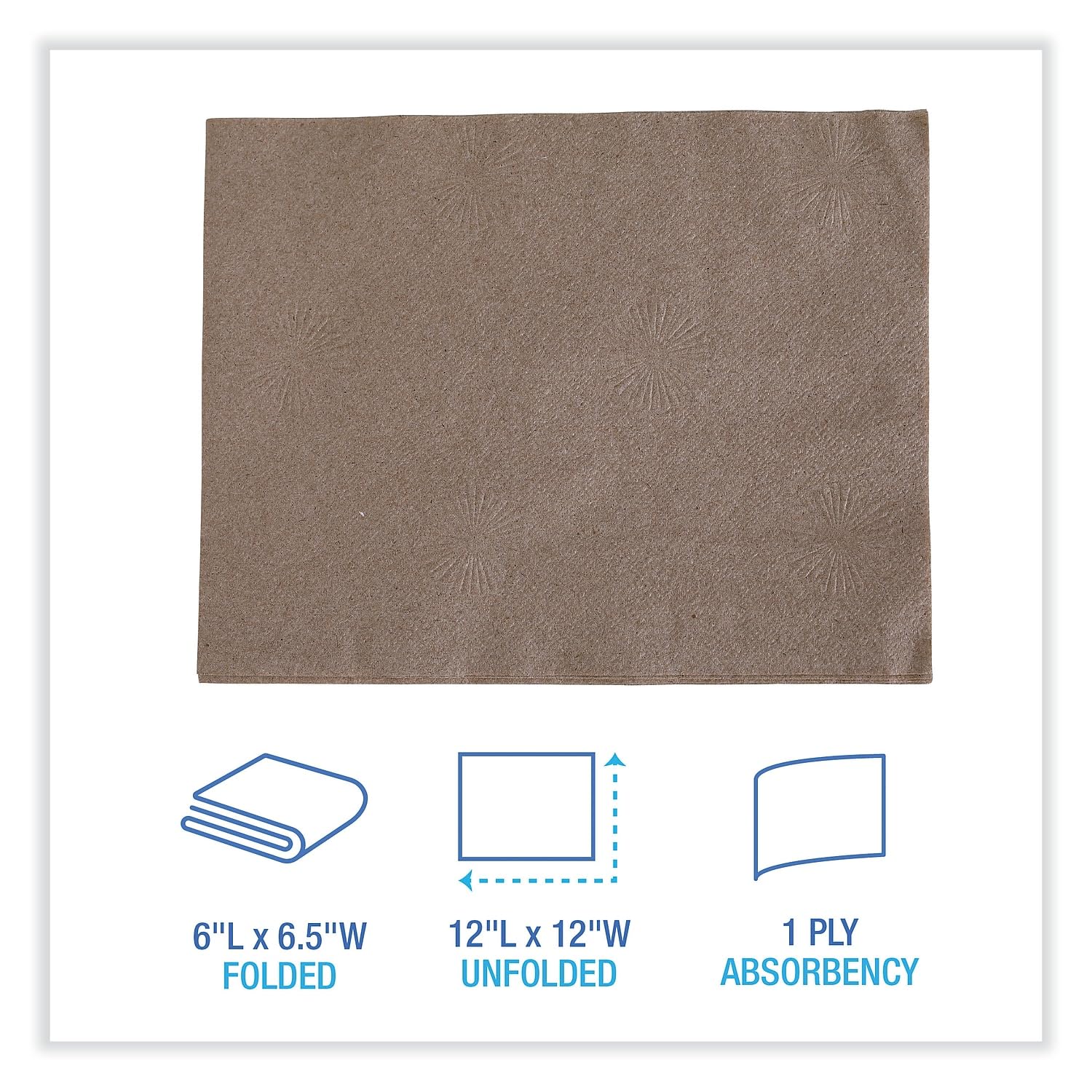 Boardwalk BWK8323K 13 in. x 10 in. 1-Ply 1/4-Fold Lunch Napkins - Kraft (500/Pack, 12 Packs/Carton)