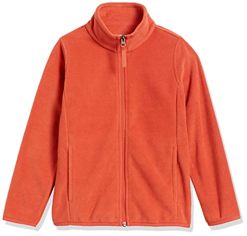 Amazon Essentials Boys' Polar Fleece Full-Zip Mock Jacket - Discontinued Colors, Bright Orange, Small