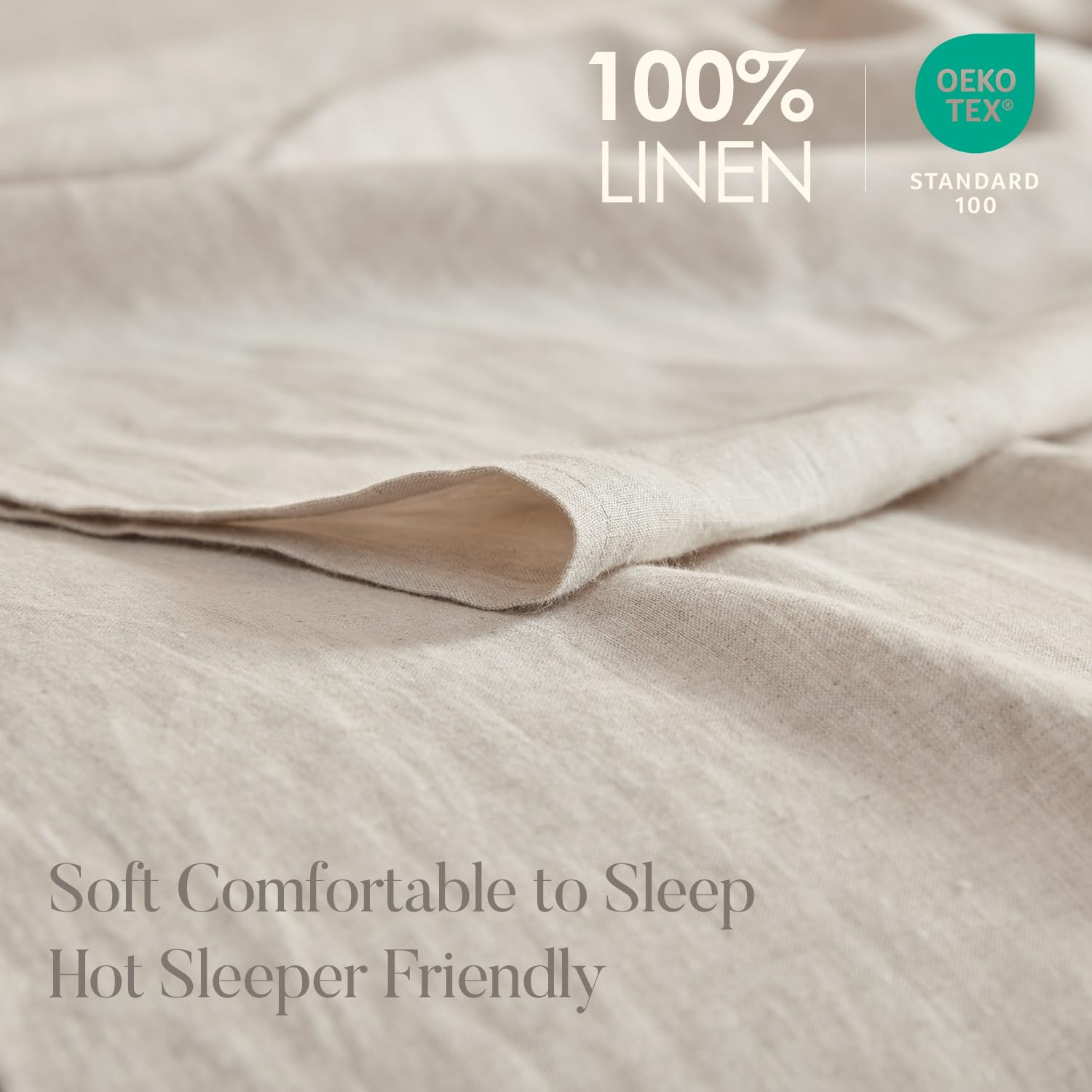 DAPU 100% Linen Pillowcases 20x30 Inches Pillow Cases (Pack of 2) with Envelope Closure, Stone Washed Breathable and Cooling (Natural Linen, Queen)