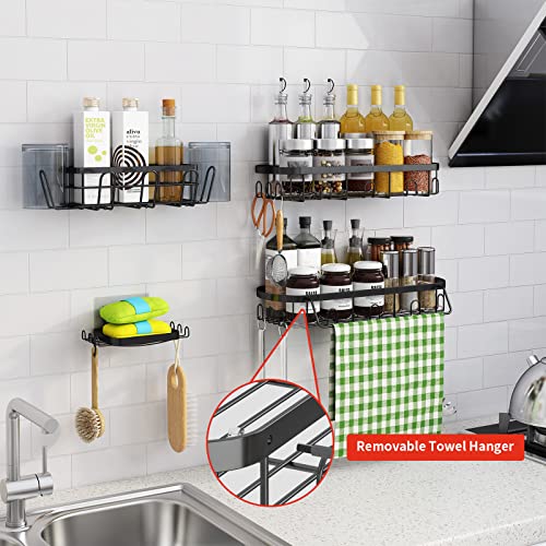 ANTOPY Shower Caddy Shelf Rack with Soap Dish Toothbrush Holder, Shower Organizer Rustproof Stainless Steel Shower Shelves Basket No Drilling Traceless Adhesive Wall Mount for Bathroom Kitchen 4 Pack