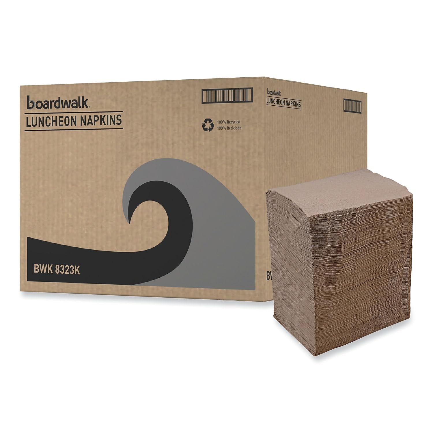 Boardwalk BWK8323K 13 in. x 10 in. 1-Ply 1/4-Fold Lunch Napkins - Kraft (500/Pack, 12 Packs/Carton)