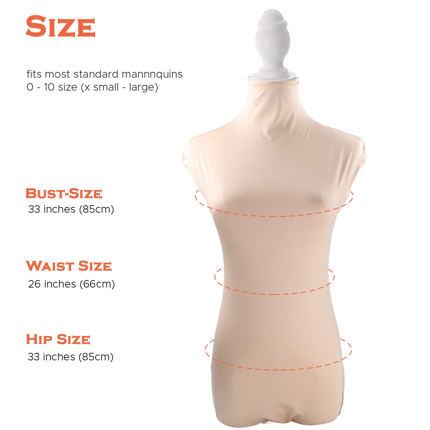 NAVADEAL Light Nude Lycra Fabric Cover, for Fashion Designer Retail Boutique Store Dress Form Dummy Model Display Styling Fitting Soft Stretchable Cover (Mannequin NOT Included) 100% Handmade