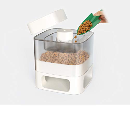 ANROD Dog Food Dispenser Container Toy with Button,Feeder Treat Dispensing Dogs Toys to Slow Eating for Indoor Small/Large Breed IQ Pet Interactive Playing (White)