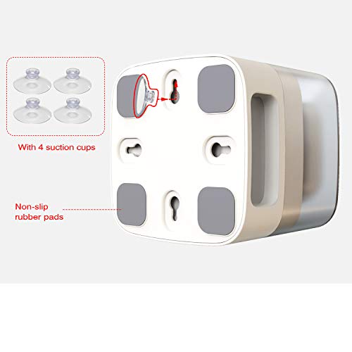 ANROD Dog Food Dispenser Container Toy with Button,Feeder Treat Dispensing Dogs Toys to Slow Eating for Indoor Small/Large Breed IQ Pet Interactive Playing (White)