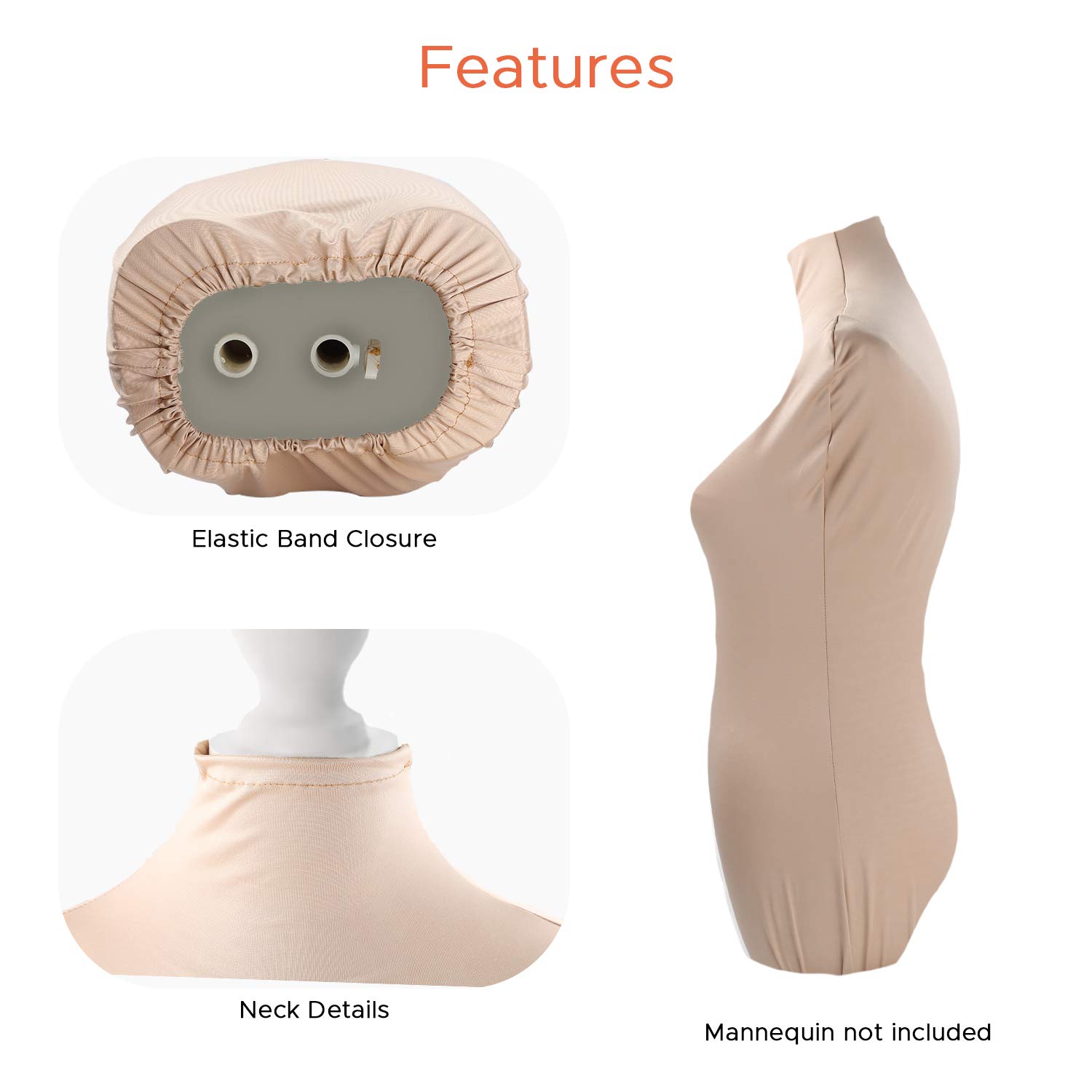 NAVADEAL Light Nude Lycra Fabric Cover, for Fashion Designer Retail Boutique Store Dress Form Dummy Model Display Styling Fitting Soft Stretchable Cover (Mannequin NOT Included) 100% Handmade