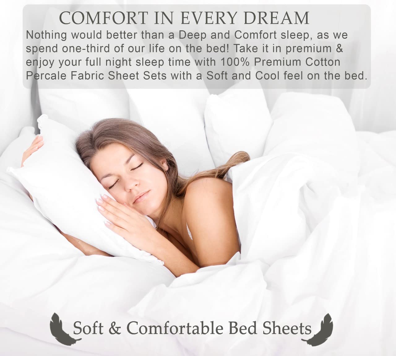 RUVANTI 100% Cotton Sheets - Crispy Cooling Percale Sheets for Full Size Bed, Breathable & Durable Full Sheet Set, 16 Inches Deep Pocket Bed Sheets, Monotones, 4 Pieces