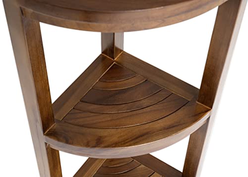 ALATEAK Corner Teak Wood Bath Spa Shower Stool Corner Shelf Storage Fully Assembled