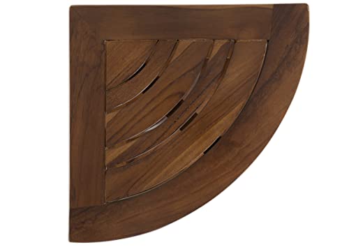 ALATEAK Corner Teak Wood Bath Spa Shower Stool Corner Shelf Storage Fully Assembled