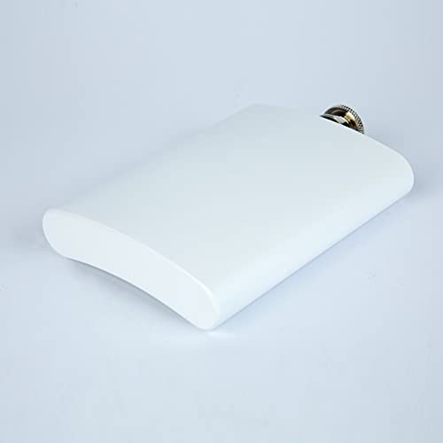 FYL Hip Flask for Liquor Matte White 8oz 18/8 Stainless Steel Leakproof with Funnel, Never-Lose Cap Gift Flask