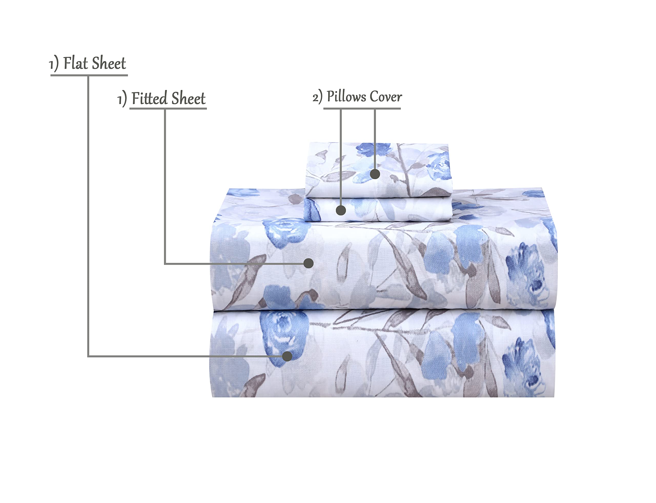 RUVANTI 100% Cotton Sheets - Crispy Cooling Percale Sheets for Full Size Bed, Breathable & Durable Full Sheet Set, 16 Inches Deep Pocket Bed Sheets, Monotones, 4 Pieces