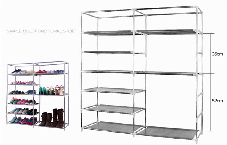 GOODSILO 6 Layer Dual Row 9 Shelf Shoe Rack Storage Organizer Shoe Shelves Closet Cabinet with Dustproof Cover for Bedroom, Wardrobe, Hallway, Entryway Purple