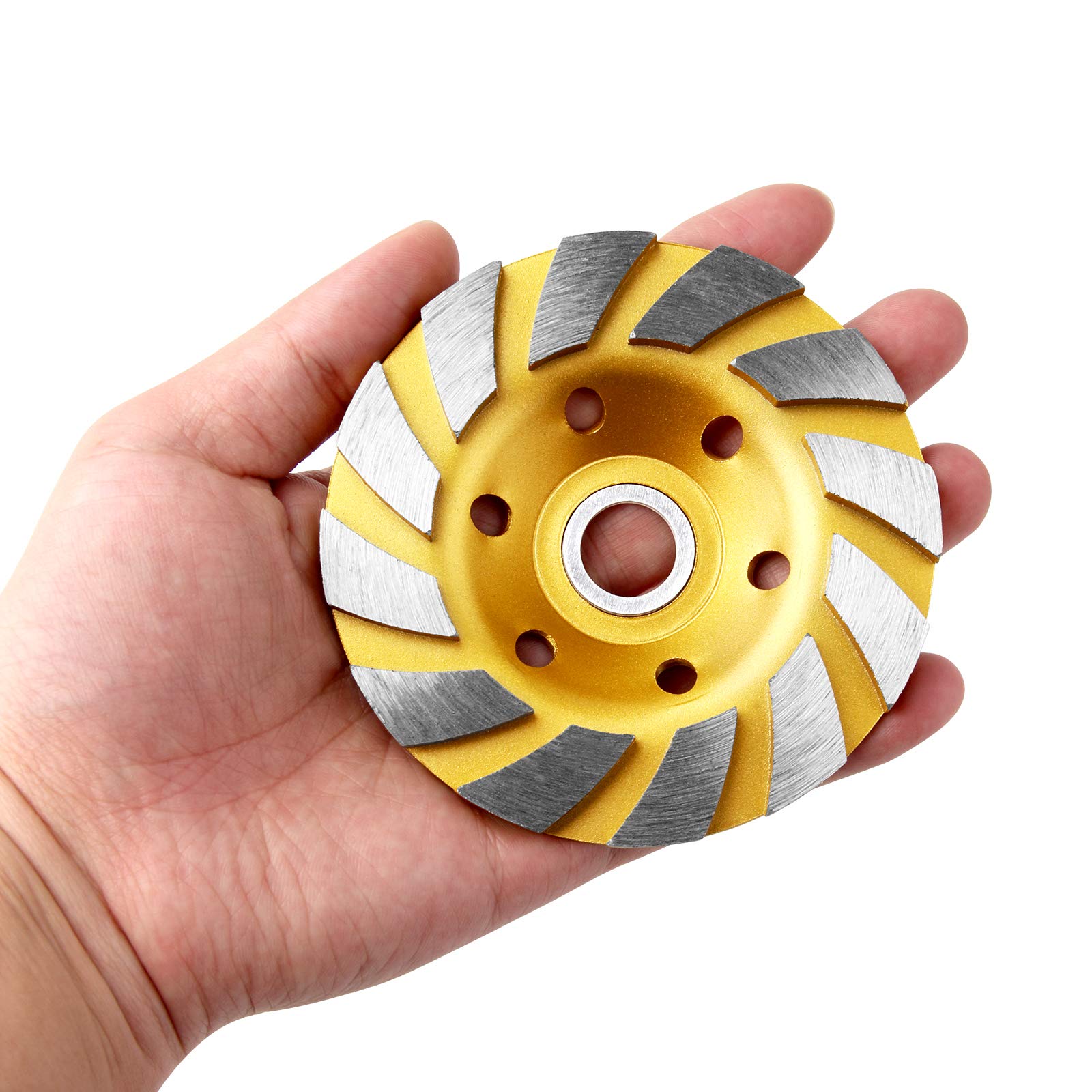 2pcs-4 Inch Concrete Stone Ceramic Turbo Diamond Grinding Cup Wheel,12 Segs Heavy Duty Angle Grinder Wheels for Angle Grinder (Yellow)