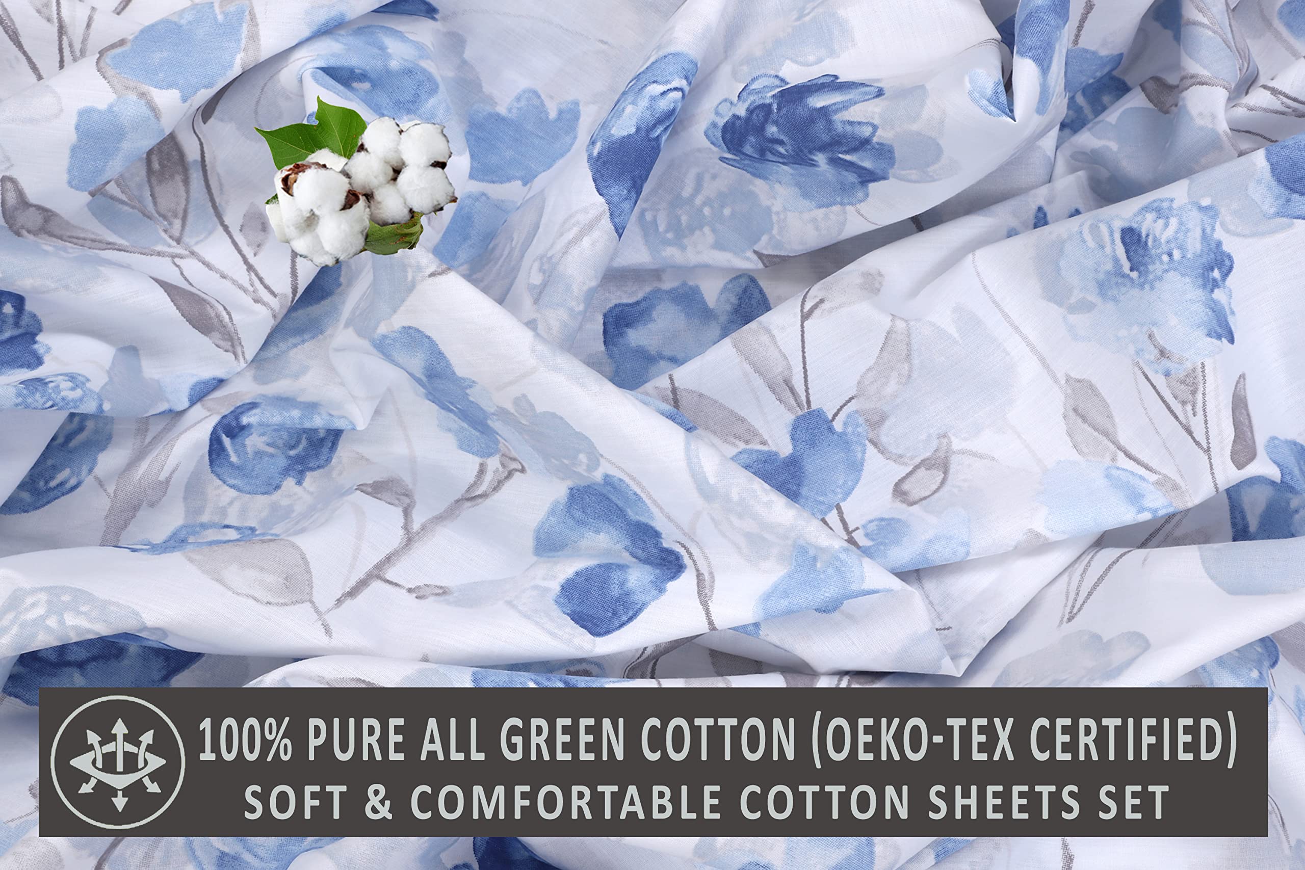 RUVANTI 100% Cotton Sheets - Crispy Cooling Percale Sheets for Full Size Bed, Breathable & Durable Full Sheet Set, 16 Inches Deep Pocket Bed Sheets, Monotones, 4 Pieces